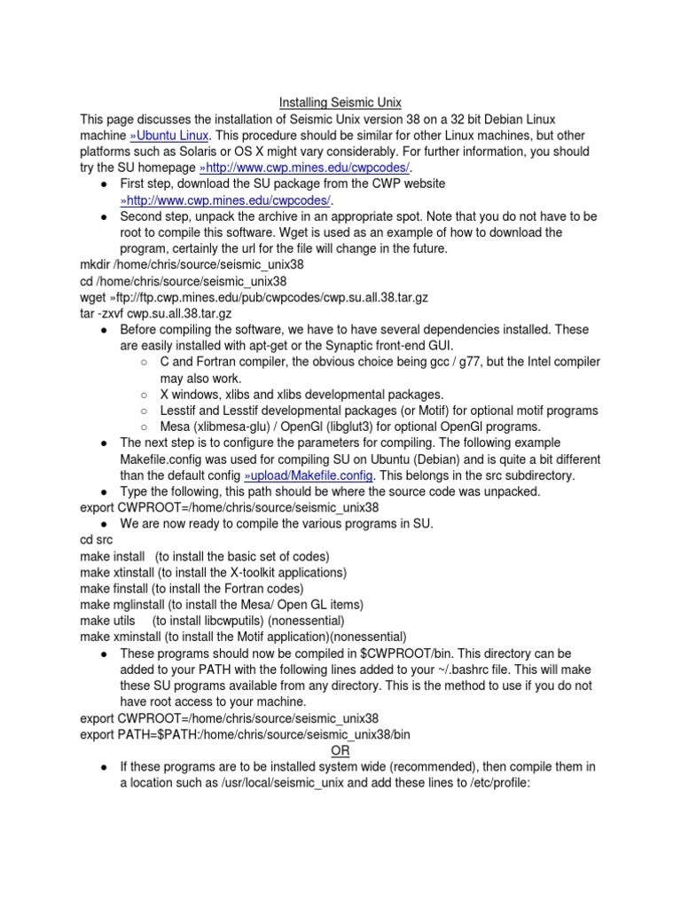 Instalar Seismic Unix. | PDF | Linux | Computer Architecture