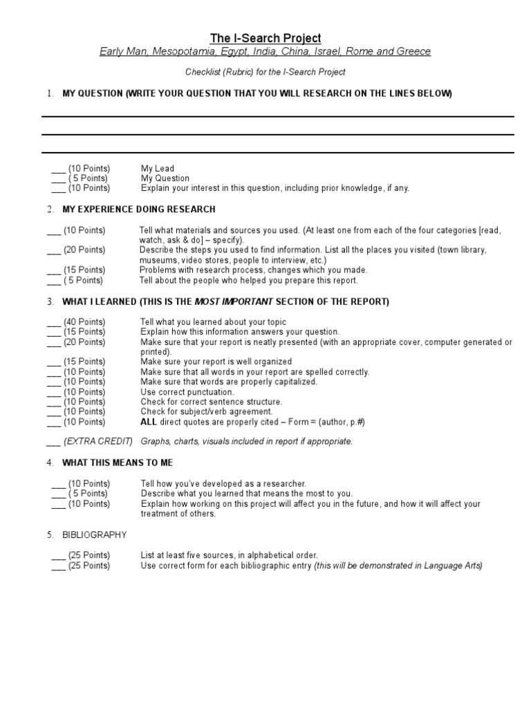 I Search Handout | PDF | Question | Bibliography