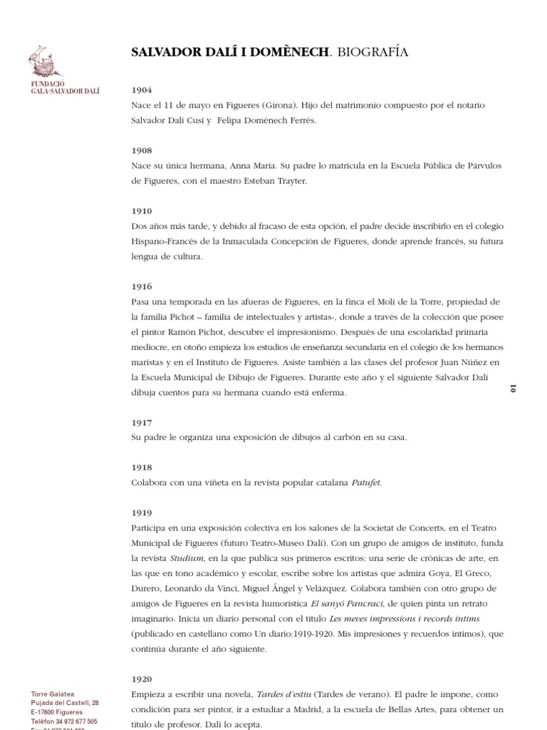 Biografia de Dali | PDF | Salvador Dalí | Surrealismo