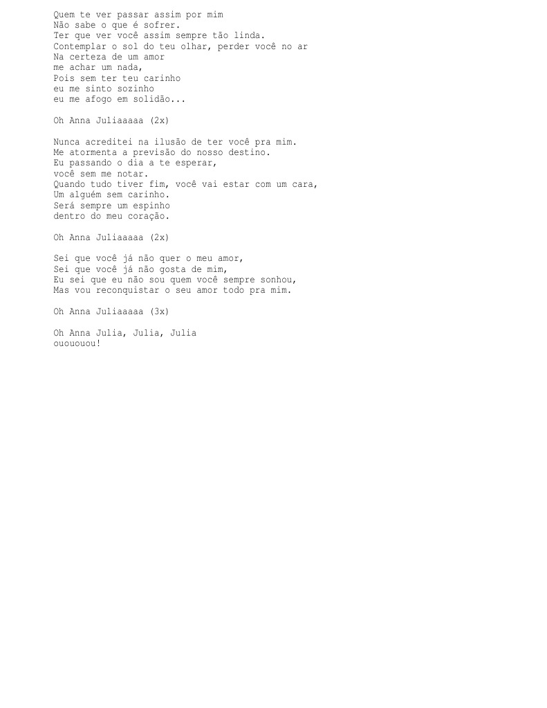Ana Julia - Letra Da Música | PDF
