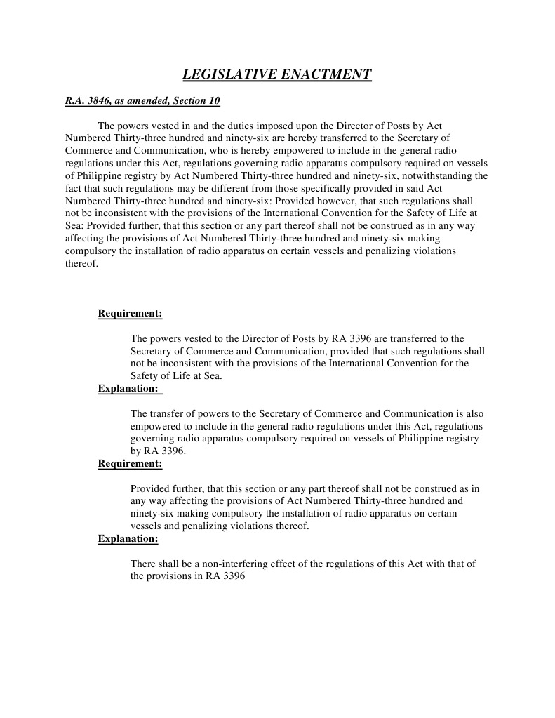 Pertinent Laws | Ship Transport | Very High Frequency