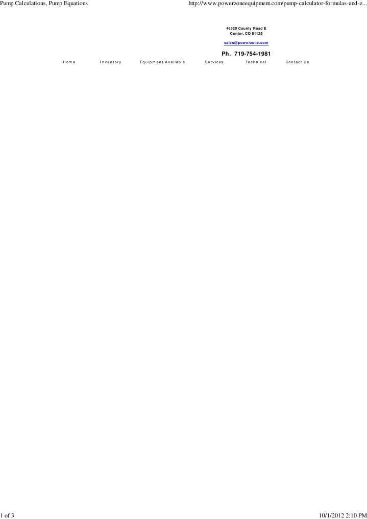 Pump Sizing Formulas and Calculations Guide | PDF | Horsepower | Pump