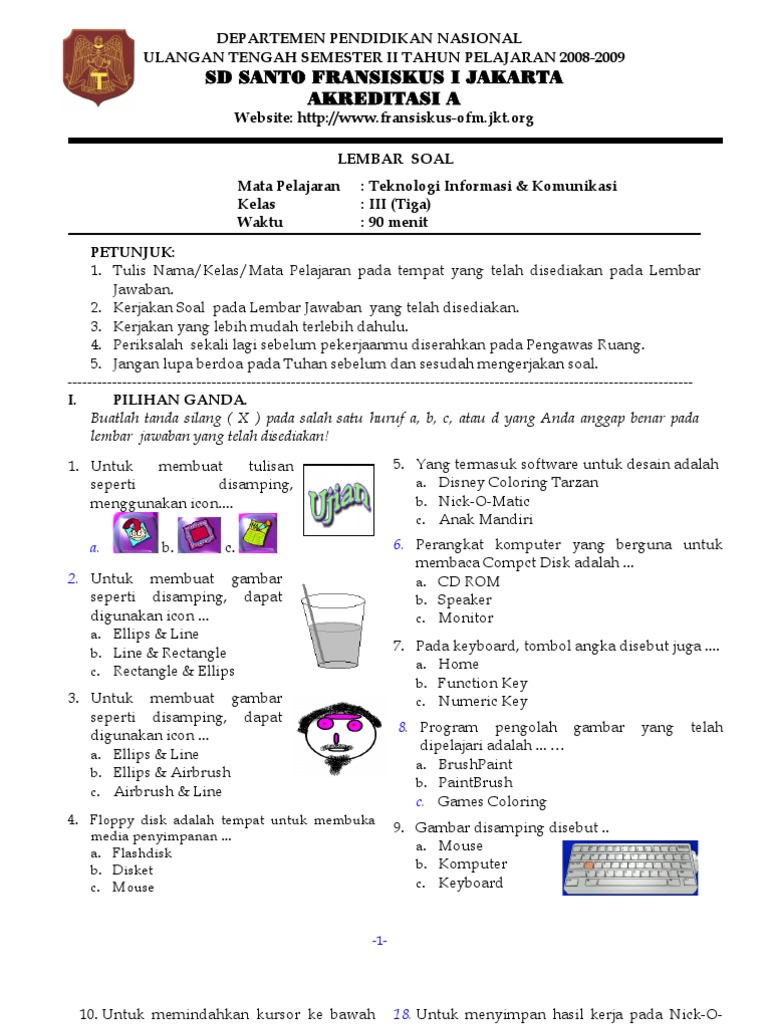 Soal TIK SD 3-OK | PDF