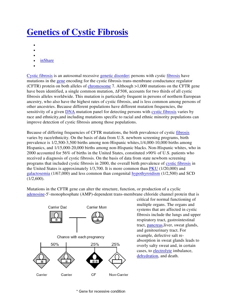Genetics of Cystic Fibrosis | PDF