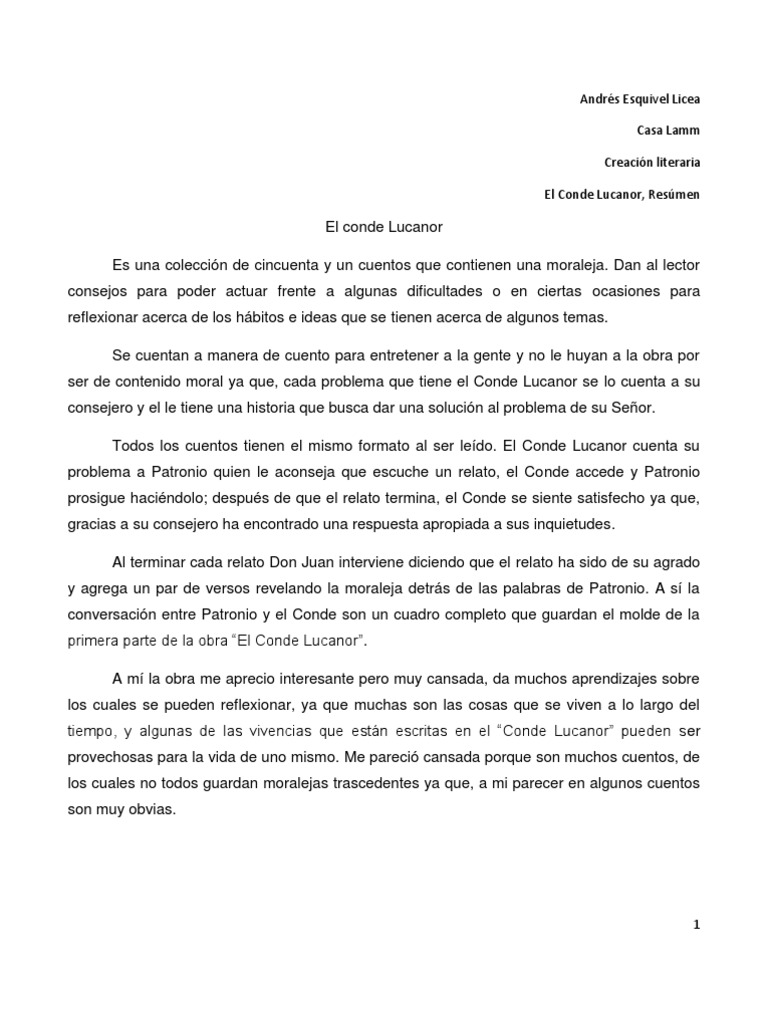 Resumen de "El Conde Lucanor" | PDF | Cuentos