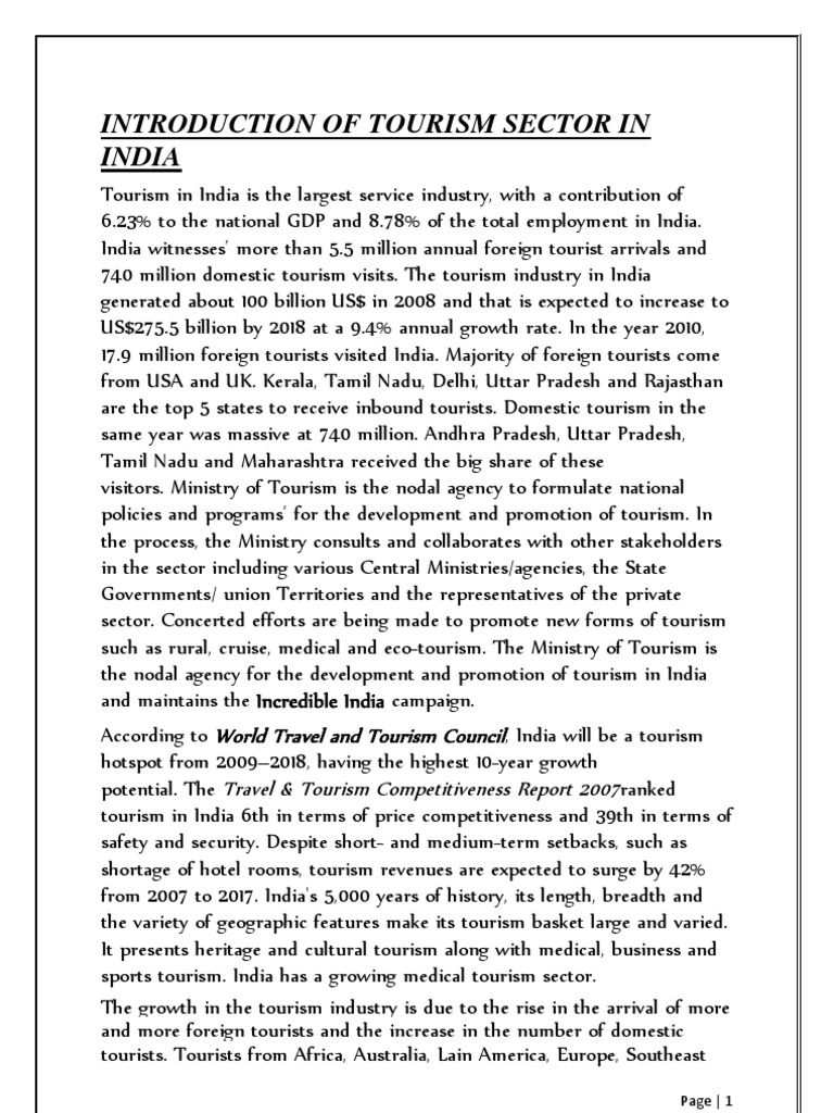 Introduction of Tourism Sector in India | Tourism | Tourism And Leisure