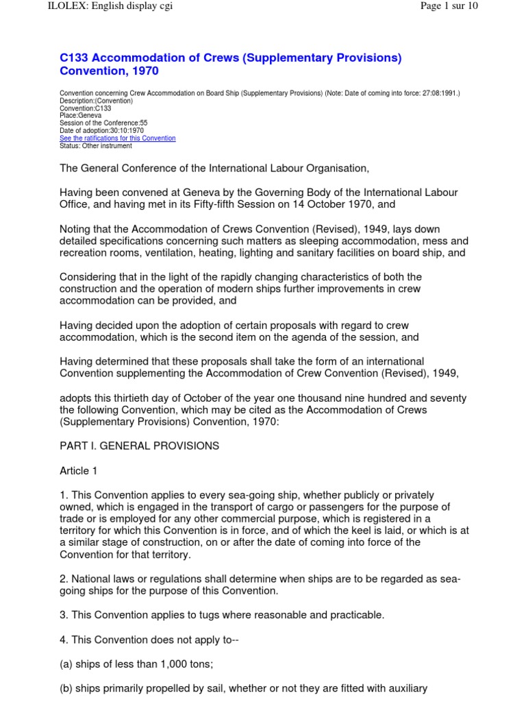 Ilo C133 | PDF | International Labour Organization | Ratification