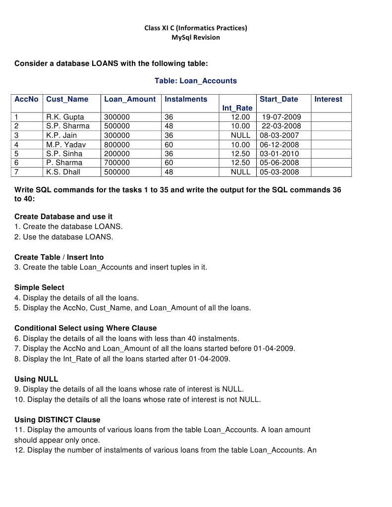 MySQL Revision | Download Free PDF | Sql | Information Technology ...