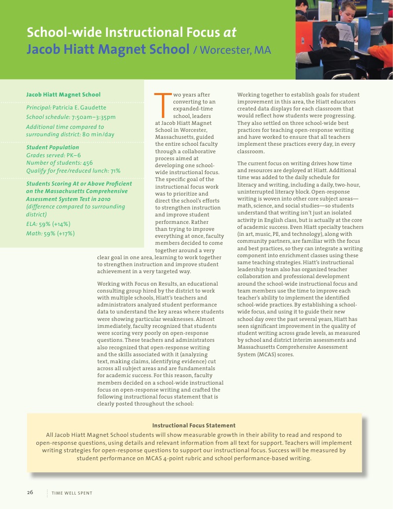 School-Wide Instructional Focus at Jacob Hiatt Magnet School | PDF