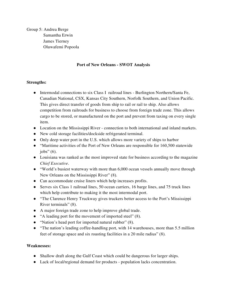 SWOT Analysis | PDF | Port | Water Transport