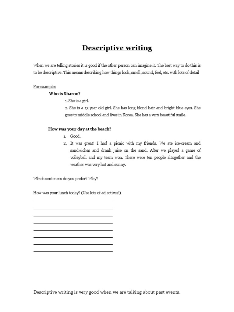 Mastering Descriptive Writing Skills | PDF | Language Arts & Discipline
