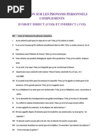 Les Pronoms Objet Direct Et Indirect, y Et en | PDF | Sujet (Grammaire ...