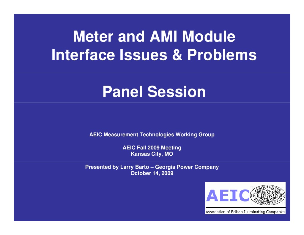 Meter and AMI Module Interface Issues & Problems Panel Session | PDF ...