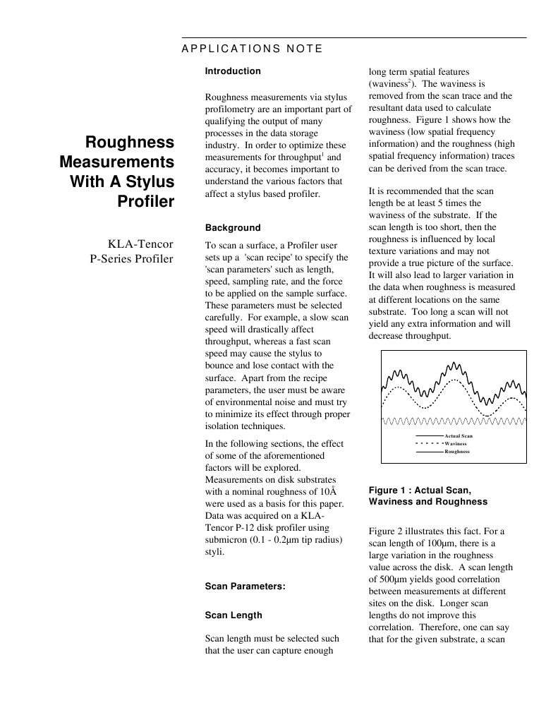 Roughness Measurements With A Stylus Profiler | PDF | Surface Roughness ...