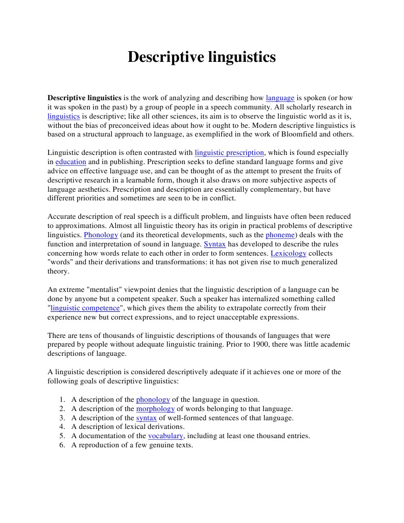 Descriptive Linguistics | Download Free PDF | Interpersonal ...