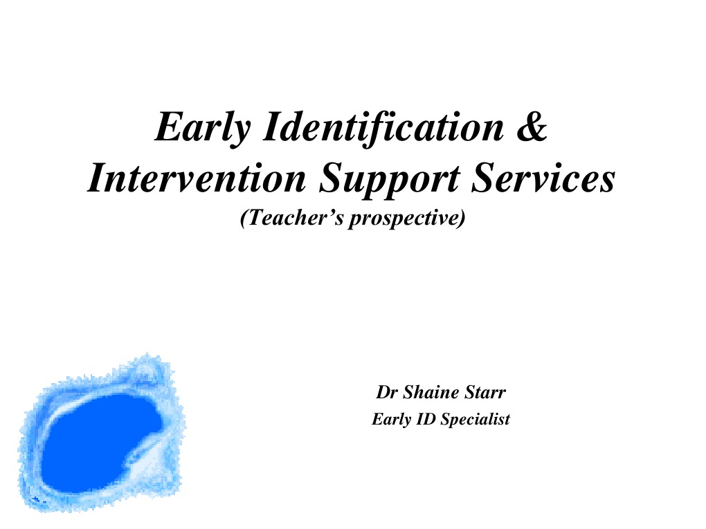 Early Identification & Intervention Support Services: (Teacher's ...