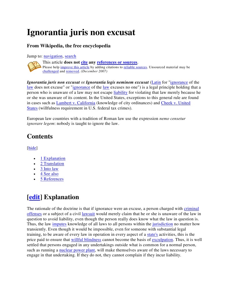 Ignorantia Juris Non Excusat | PDF | Legal Concepts | Criminal Justice