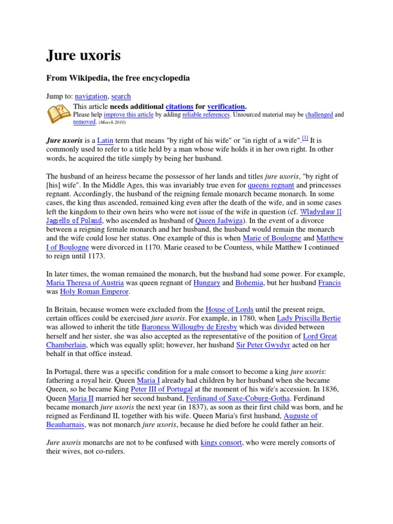 Jure Uxoris | PDF | Positions Of Authority | Nobility