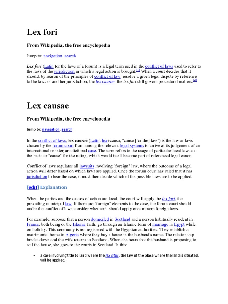 Lex Fori (Extended) | Choice Of Law | Roman Law