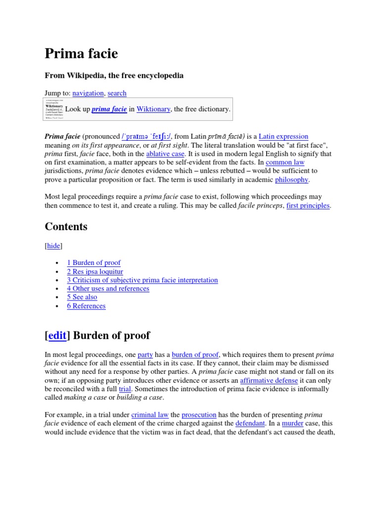 Prima Facie | Prima Facie | Common Law | Free 30-day Trial | Scribd