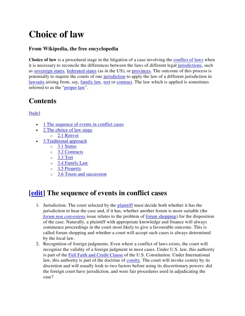 Choice of Law: From Wikipedia, The Free Encyclopedia | Download Free ...