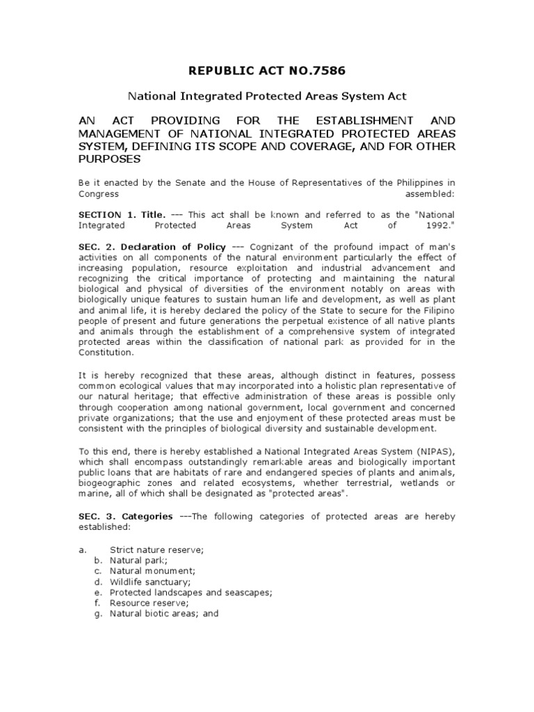 RA 7586 | Protected Area | Nature
