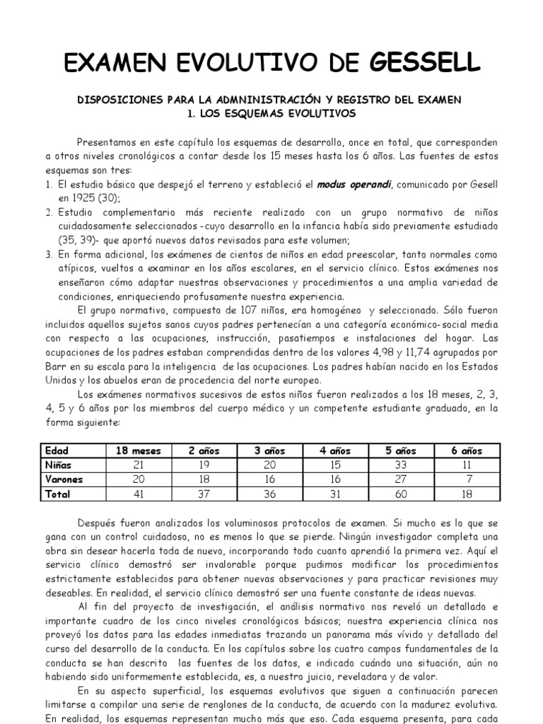 Escala de Desarrollo Gessell Revision Mayo 2005 | PDF