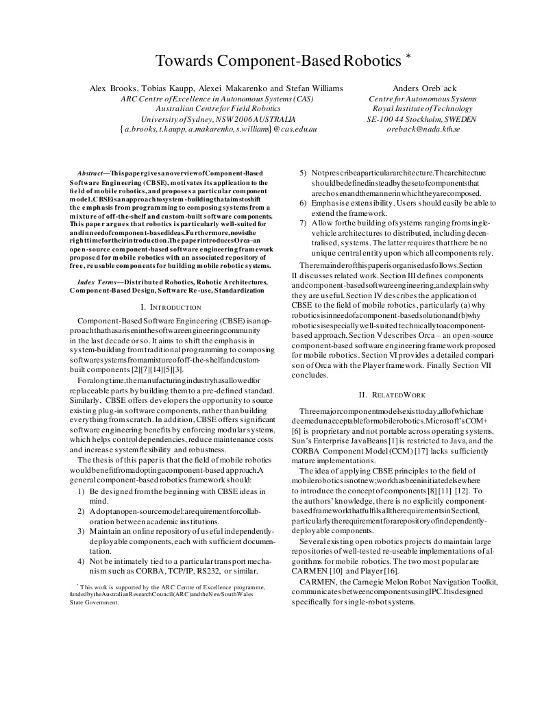 Towards Component-Based Robotics - IEEE Paer | PDF | Component Based Software Engineering | System