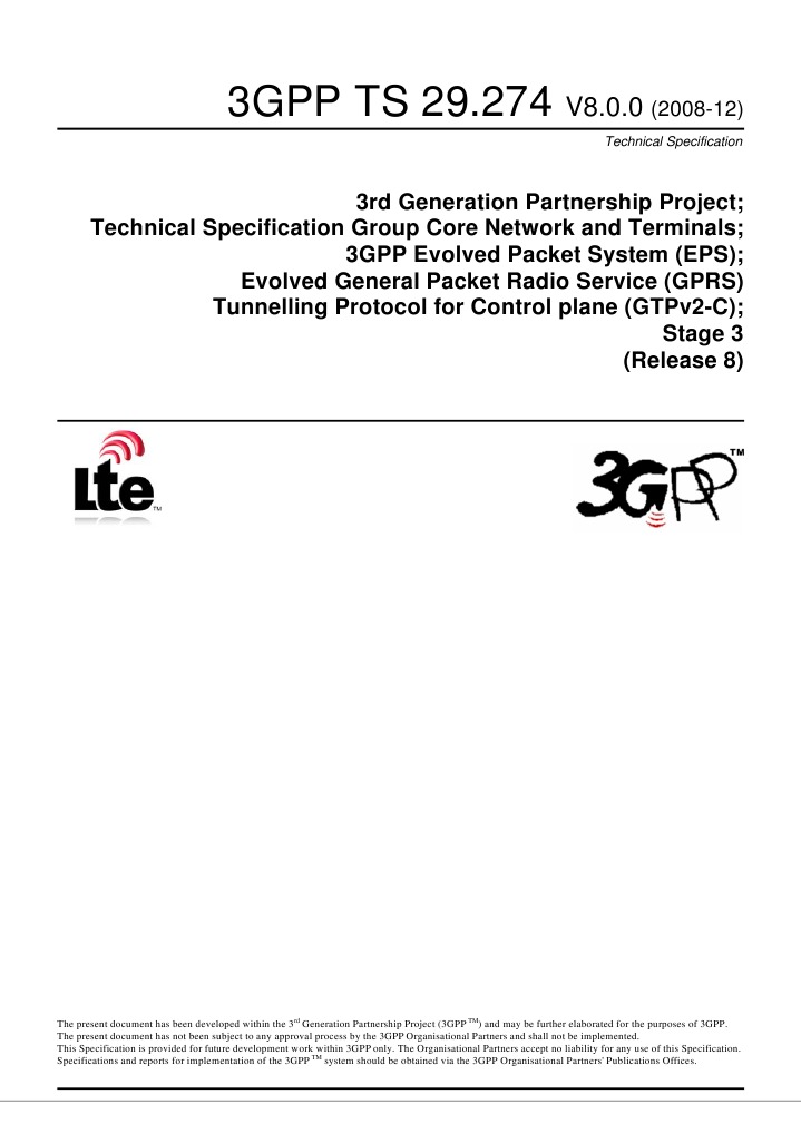 TS 29.274 (GTPV2) | PDF | Internet Protocols | 3 Gpp