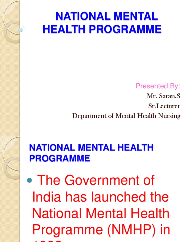 National Mental Health Programme Pdf Mental Health Psychiatry