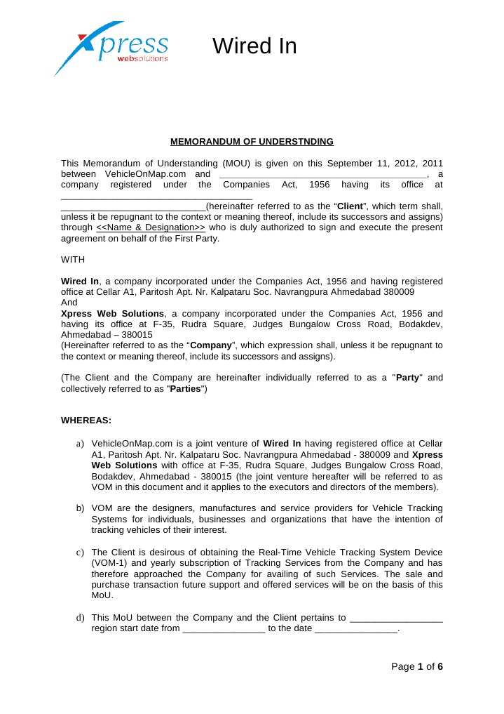 Draft MoU | PDF | Subscriber Identity Module | Signature