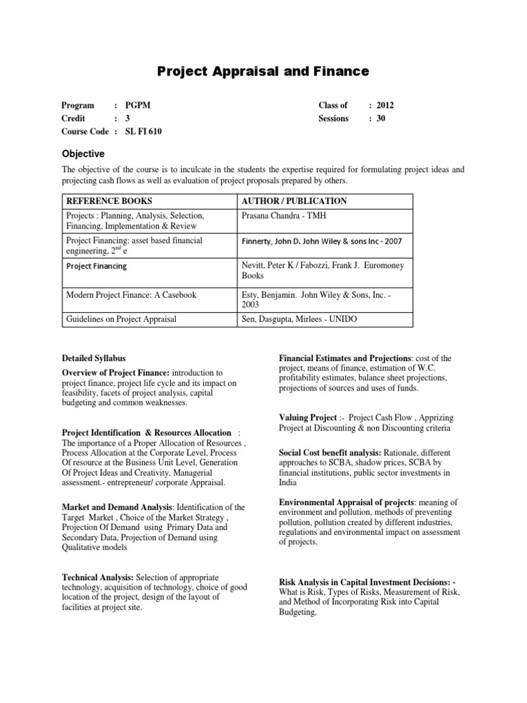 SLFI610-Project Appraisal & Finance | PDF | Project Finance | Valuation ...
