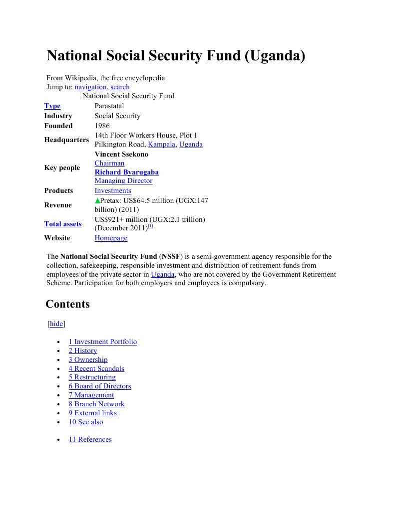 National Social Security Fund | PDF | Uganda | Securities (Finance)
