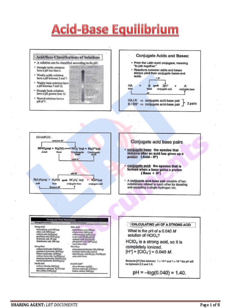 Acid Base Equilibrium | PDF