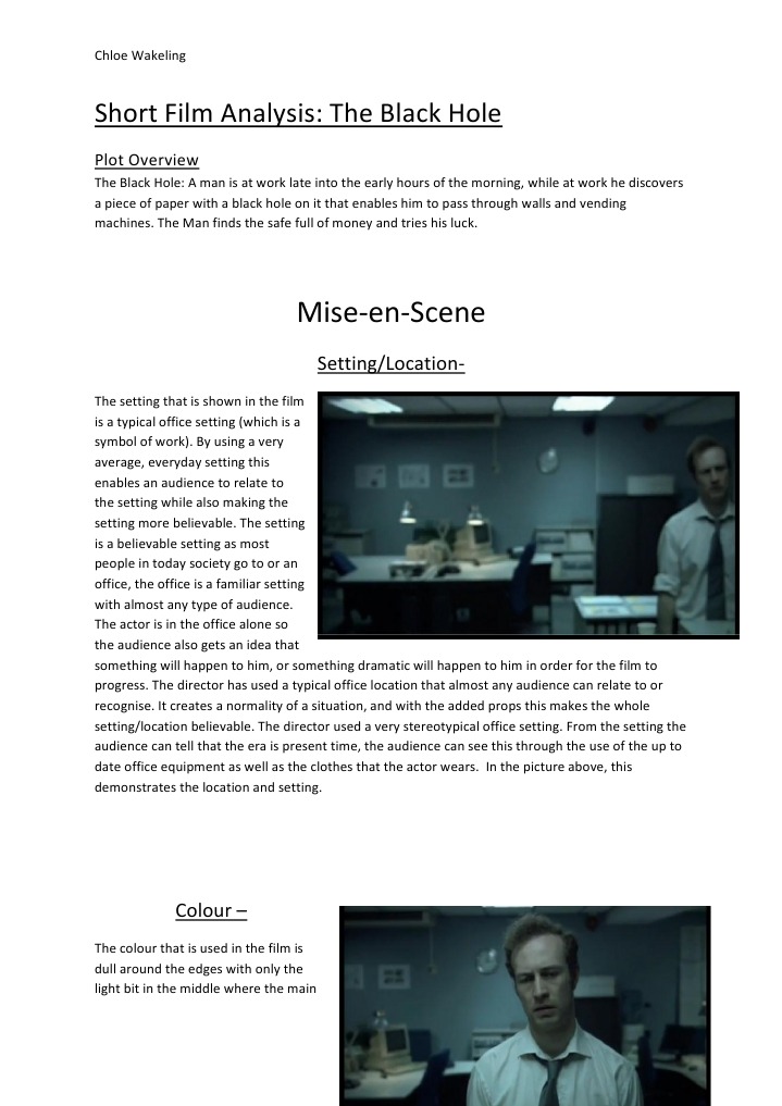 Mise-en-Scene: Short Film Analysis: The Black Hole | PDF | Suit ...