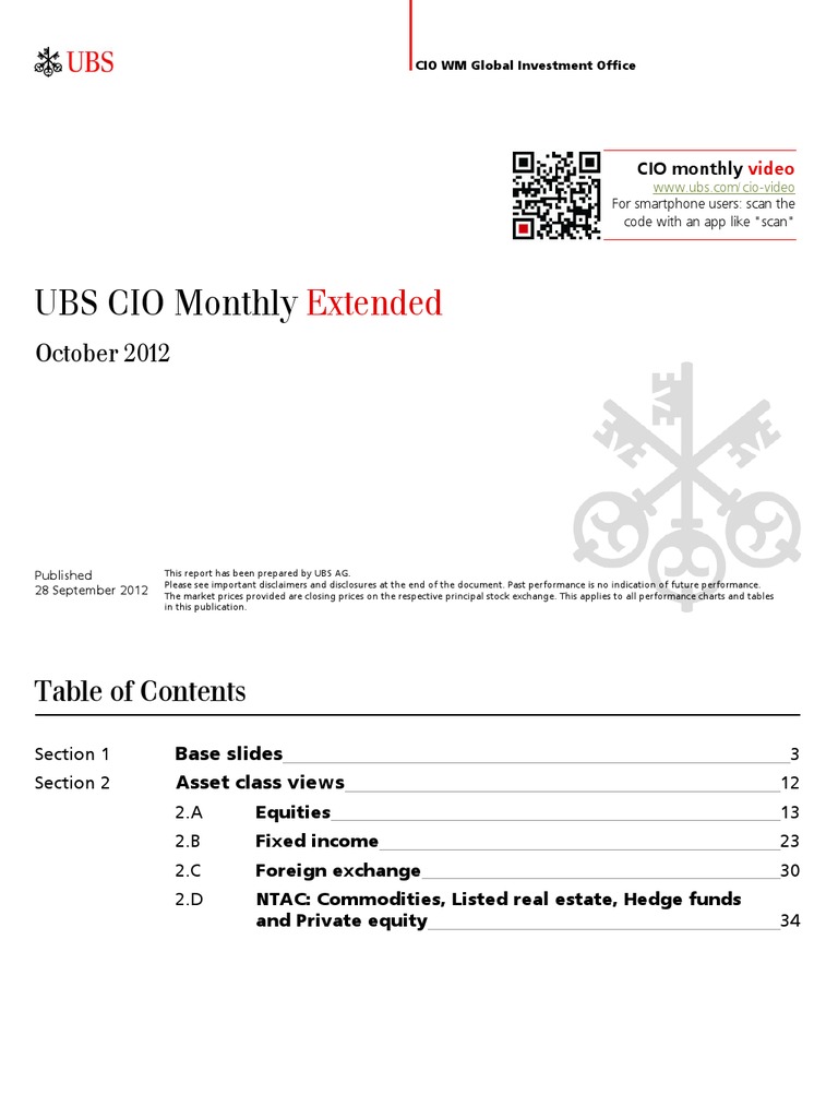 UBS CIO Monthly Extended October Report | PDF | Quantitative Easing ...