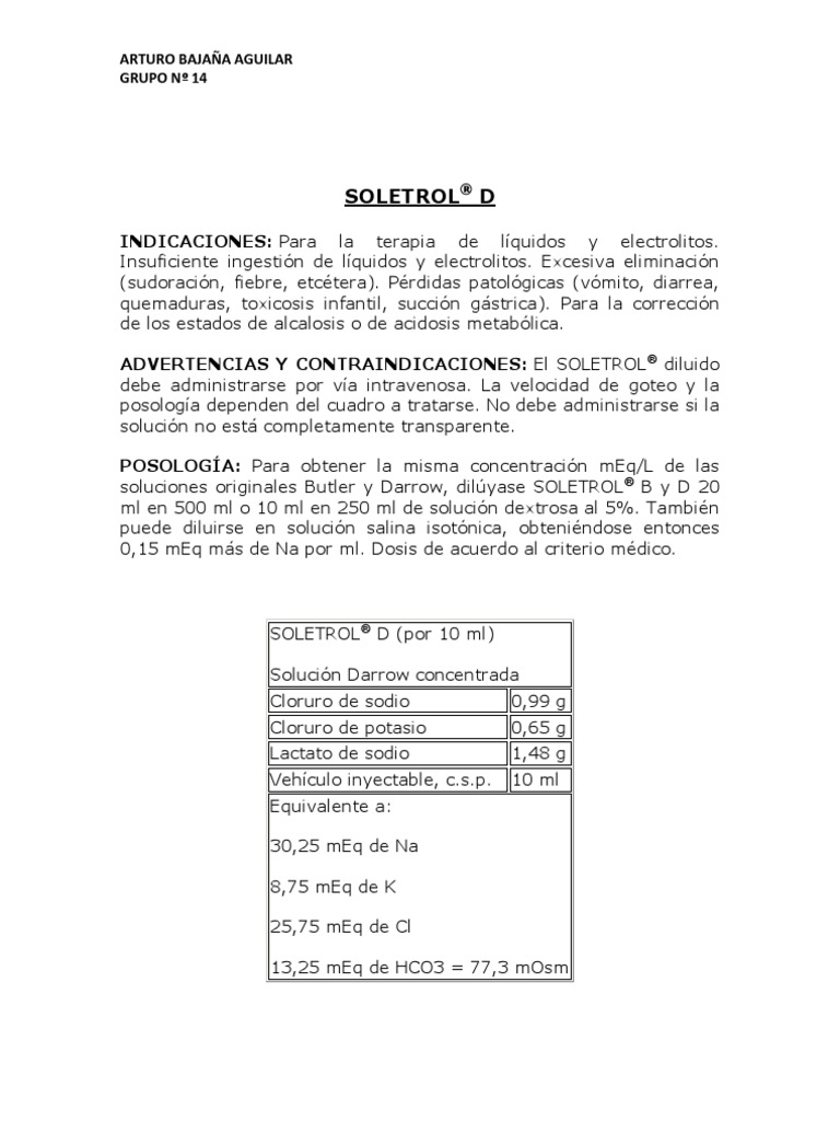 Uso y Dosis de Soletrol D | PDF