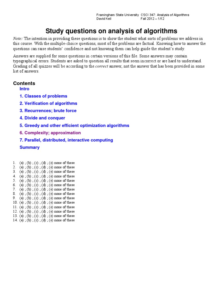 Alg Assessment | PDF | Control Flow | Time Complexity