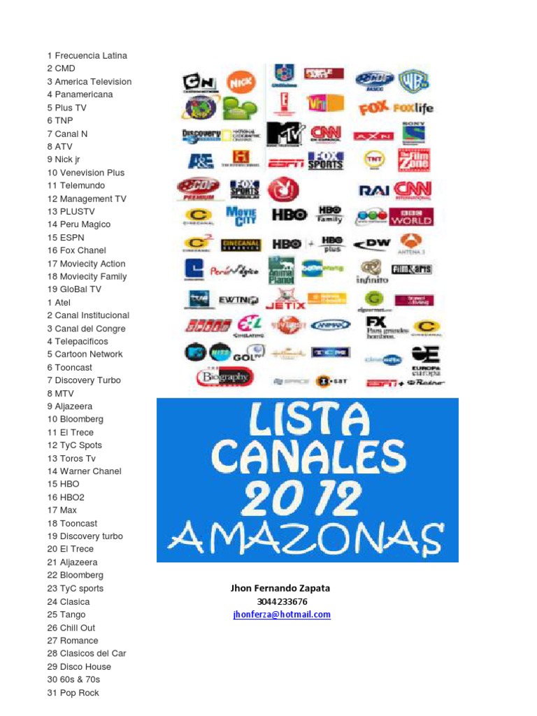 Lista de Canales | PDF | Empresas de entretenimiento de los Estados Unidos | Compañías de medios ...