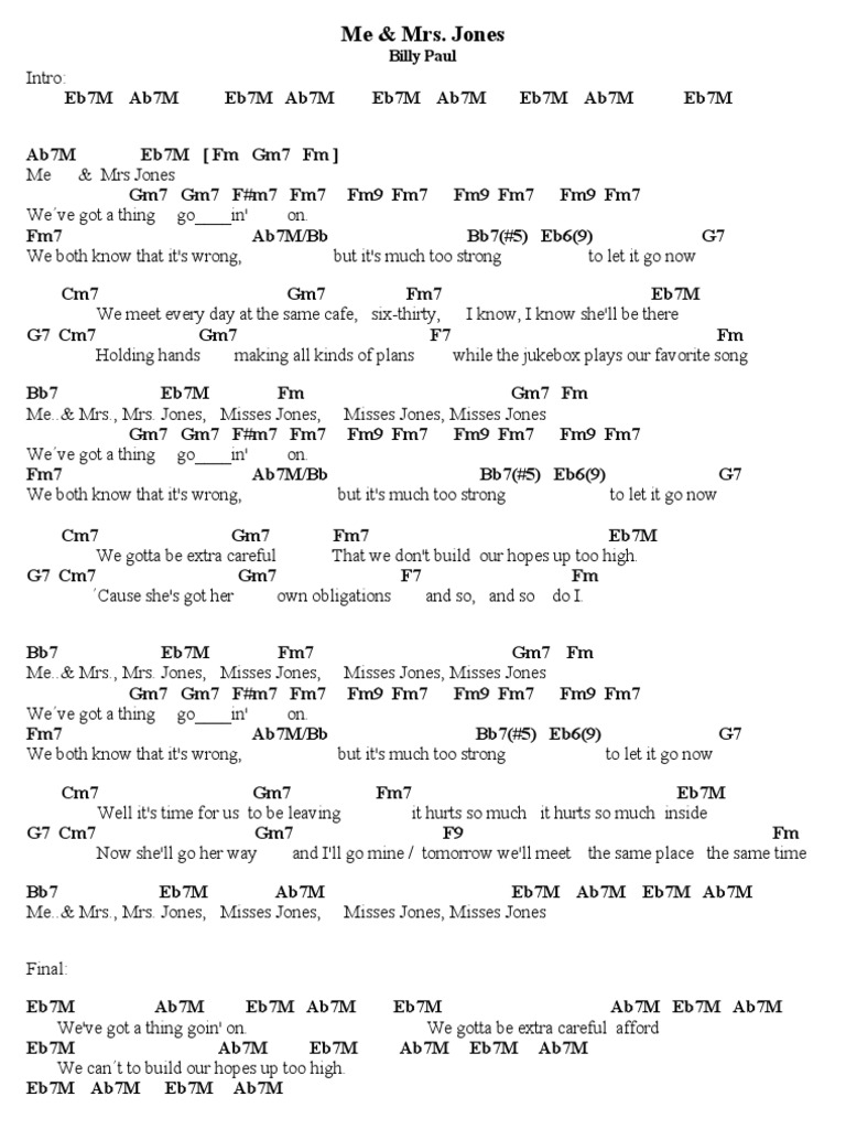 Me & Mrs Jones | PDF