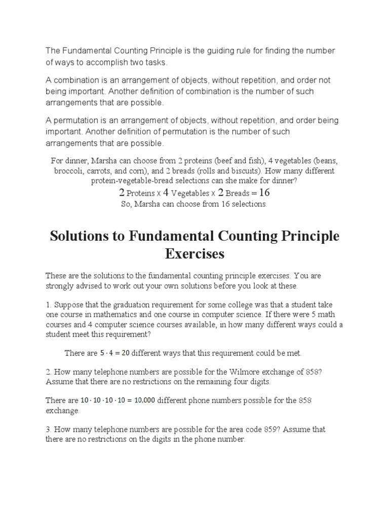 The Fundamental Counting Principle | PDF | Permutation | Teaching ...