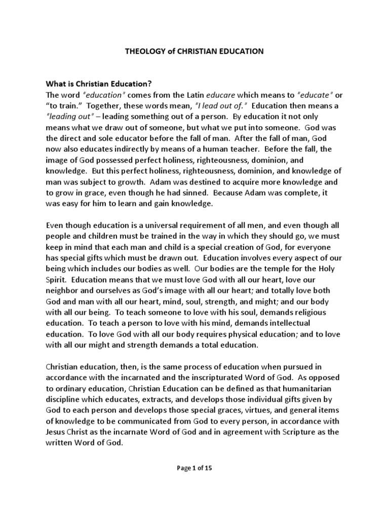 Theology of Christian Education Explained | PDF | Moses | Book Of Leviticus