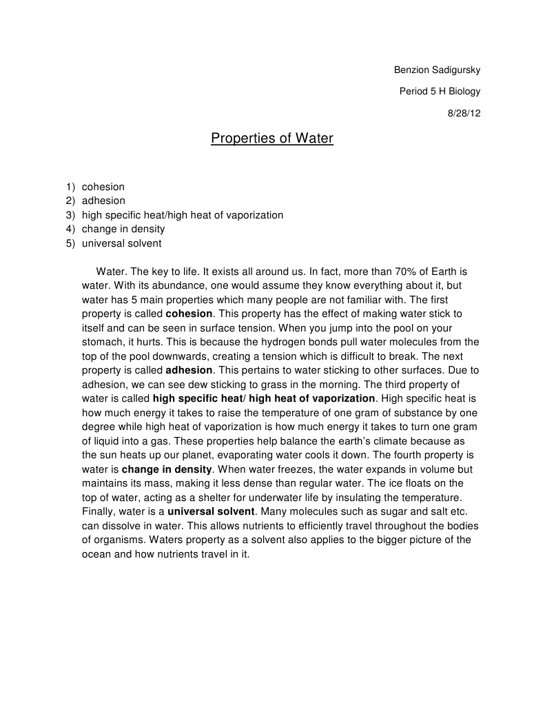 Properties of Water | PDF
