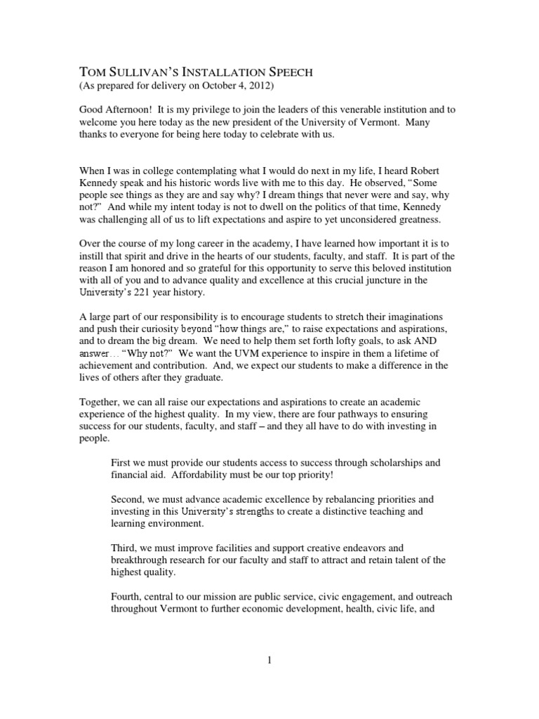Installation Speech Final For Press | PDF