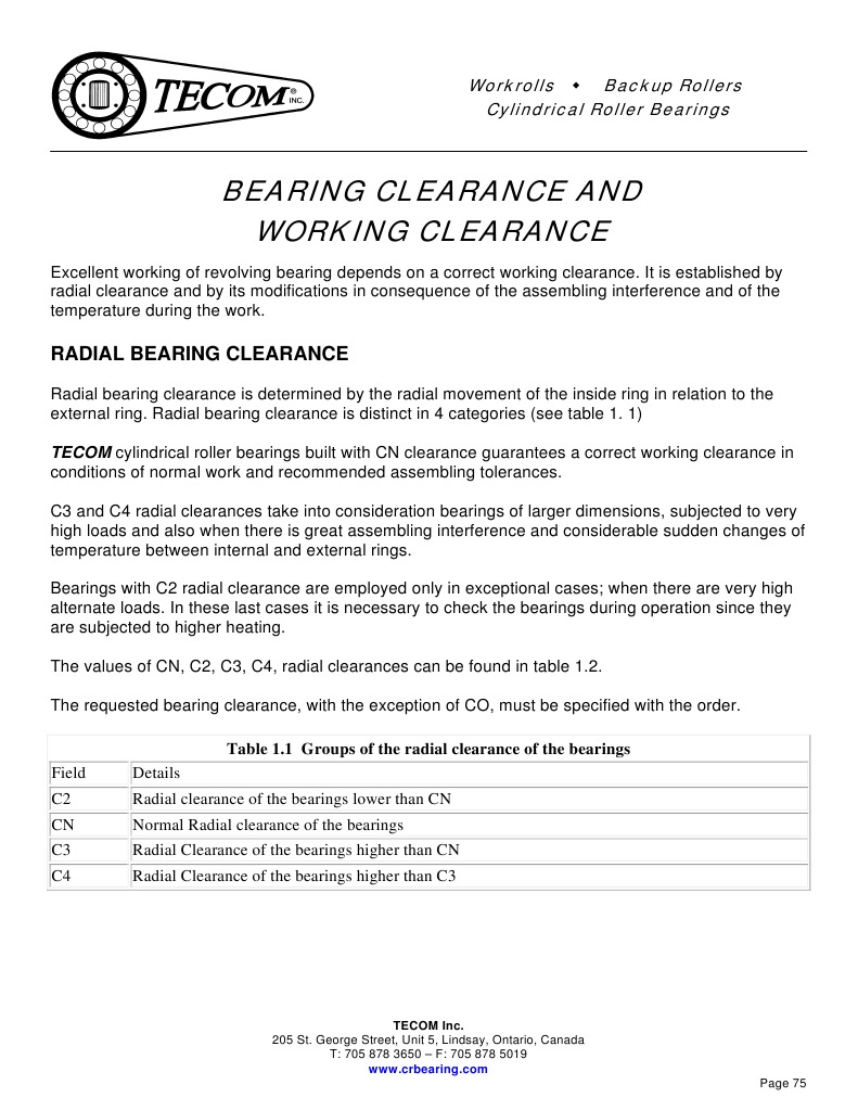 Bearing Clearances | PDF | Engineering Tolerance | Bearing (Mechanical)