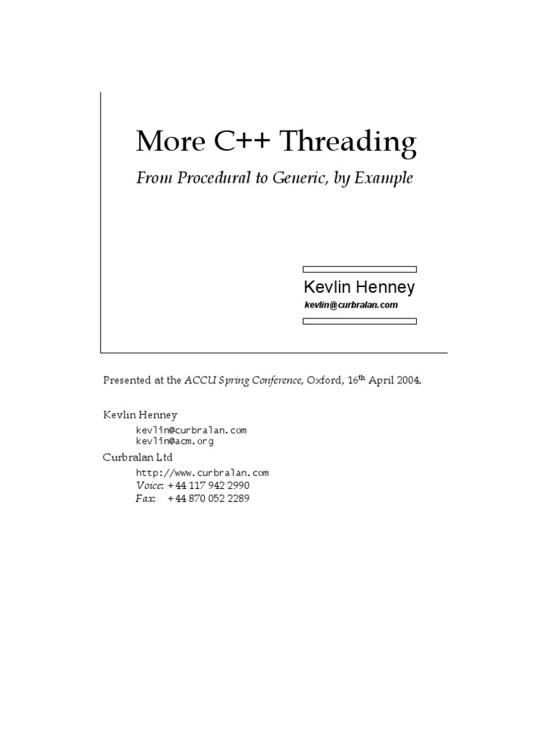 More C++ Threading: From Procedural To Generic, by Example | PDF ...