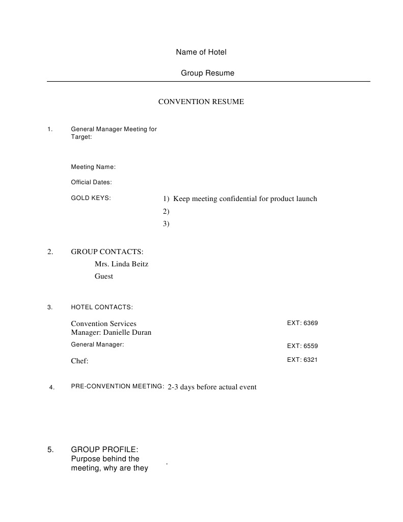 Hotel Group Resume for Linda Beitz | PDF | Business