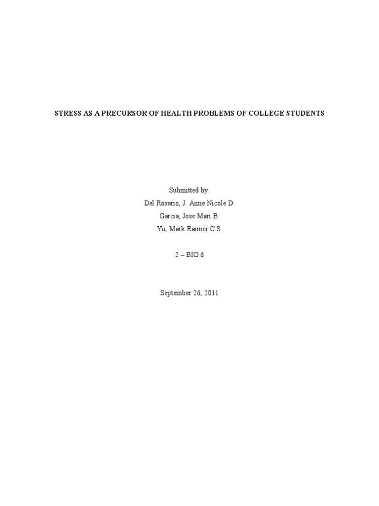 Stress-Induced Health Issues in College Students | PDF | Insomnia ...