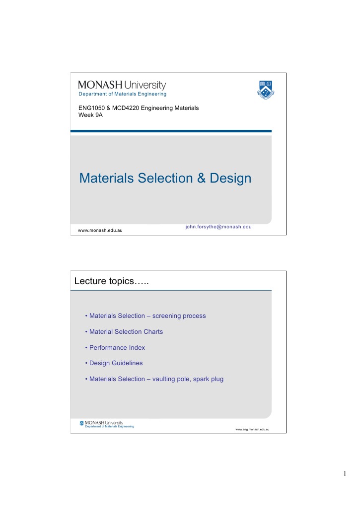 Materials Selection & Design: Lecture Topics . | Download Free PDF ...