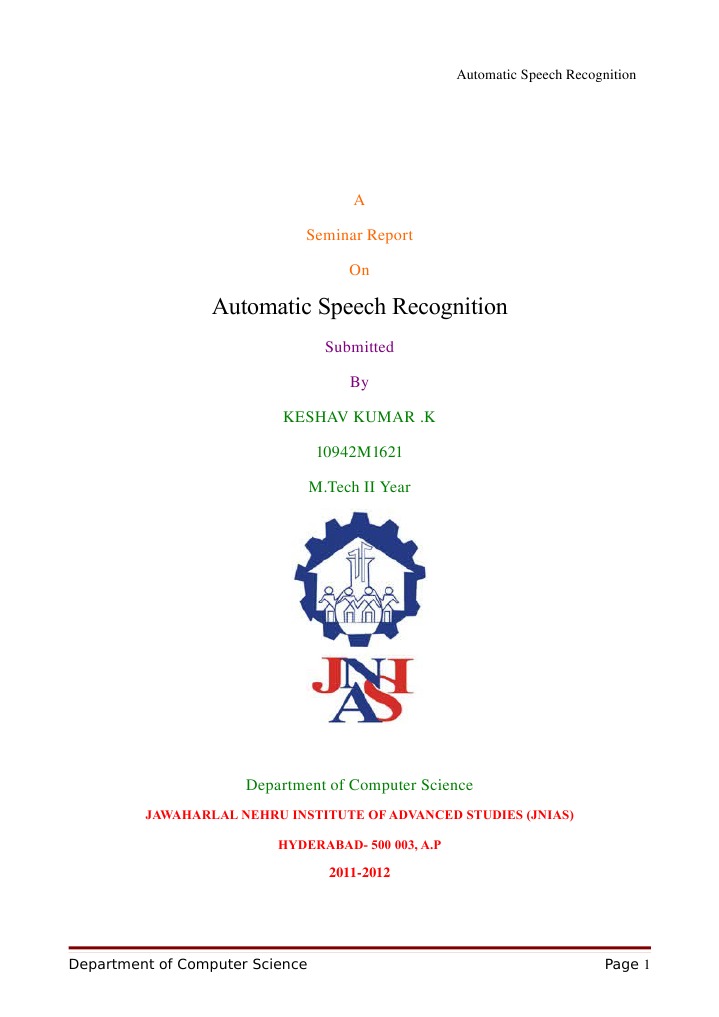 Automatic Speech Recognition Documentation | PDF | Speech Recognition ...